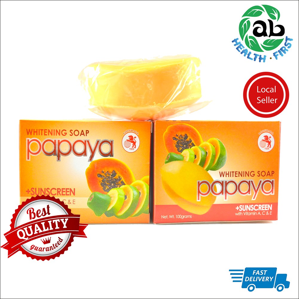 Whitening Soap Papaya + sunscreen Sabun papaya ( betik ) 100gm LION ...