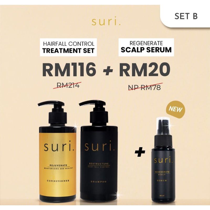 SURI Shampoo Hair Fall Treatment Set by Lisa Surihani [1 Shampoo 300ML ...