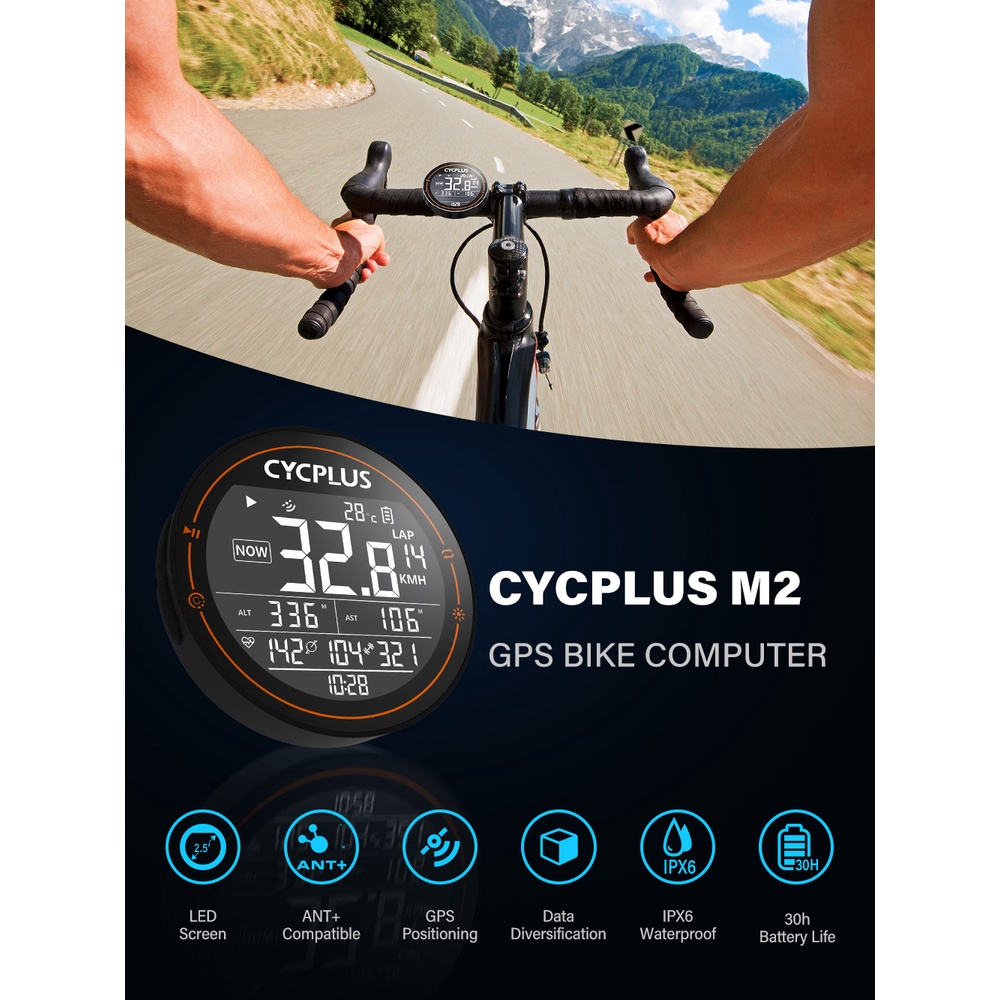 CYCPLUS M2 Cycling Bike Accessories GPS Bicycle Computer Wireless ANT+ ...