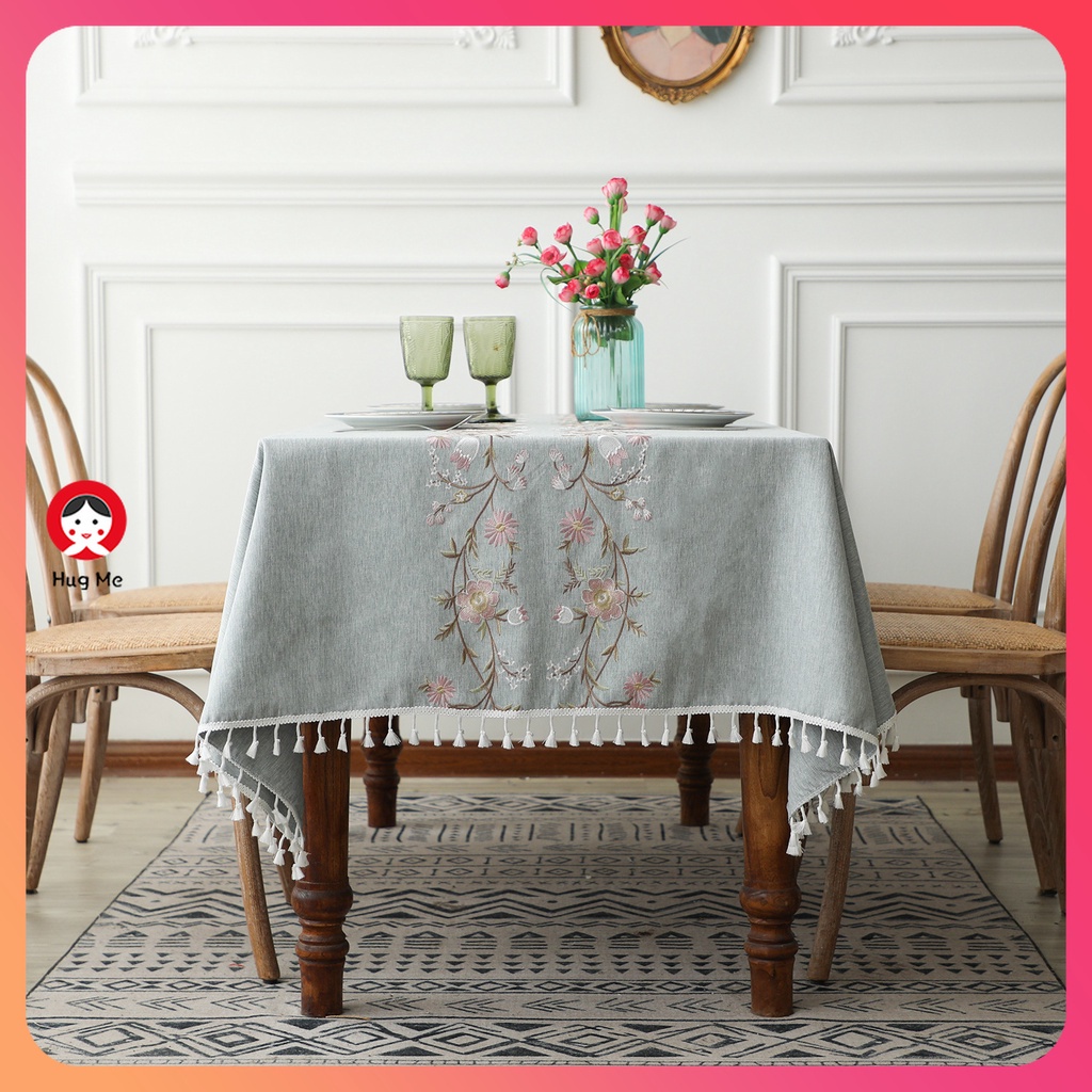 Hari Raya Embroidered Tablecloth Rectangular Imitation Cotton Linen ...