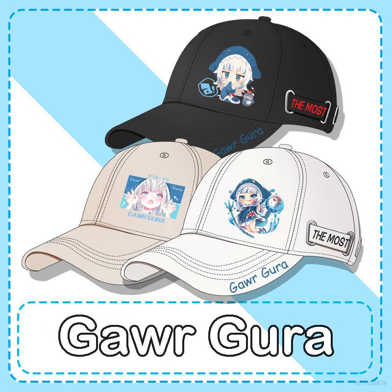 New Hololive Gawr Gura Cartoon Cap Vtuber Shark Girls Peaked Caps Gift ...