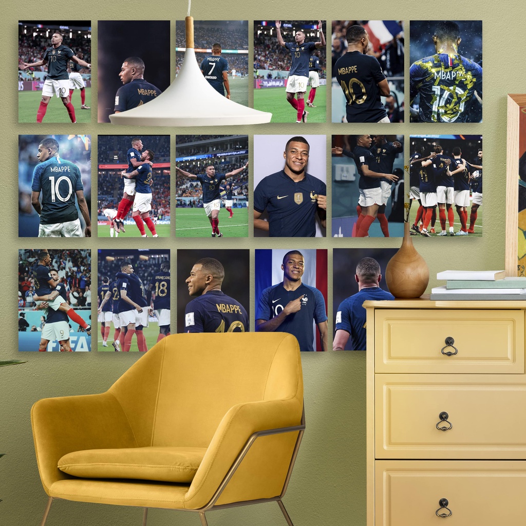 HIASAN DINDING (32Pcs) Poster Mbappe France aesthetic Vintage Size A6 ...