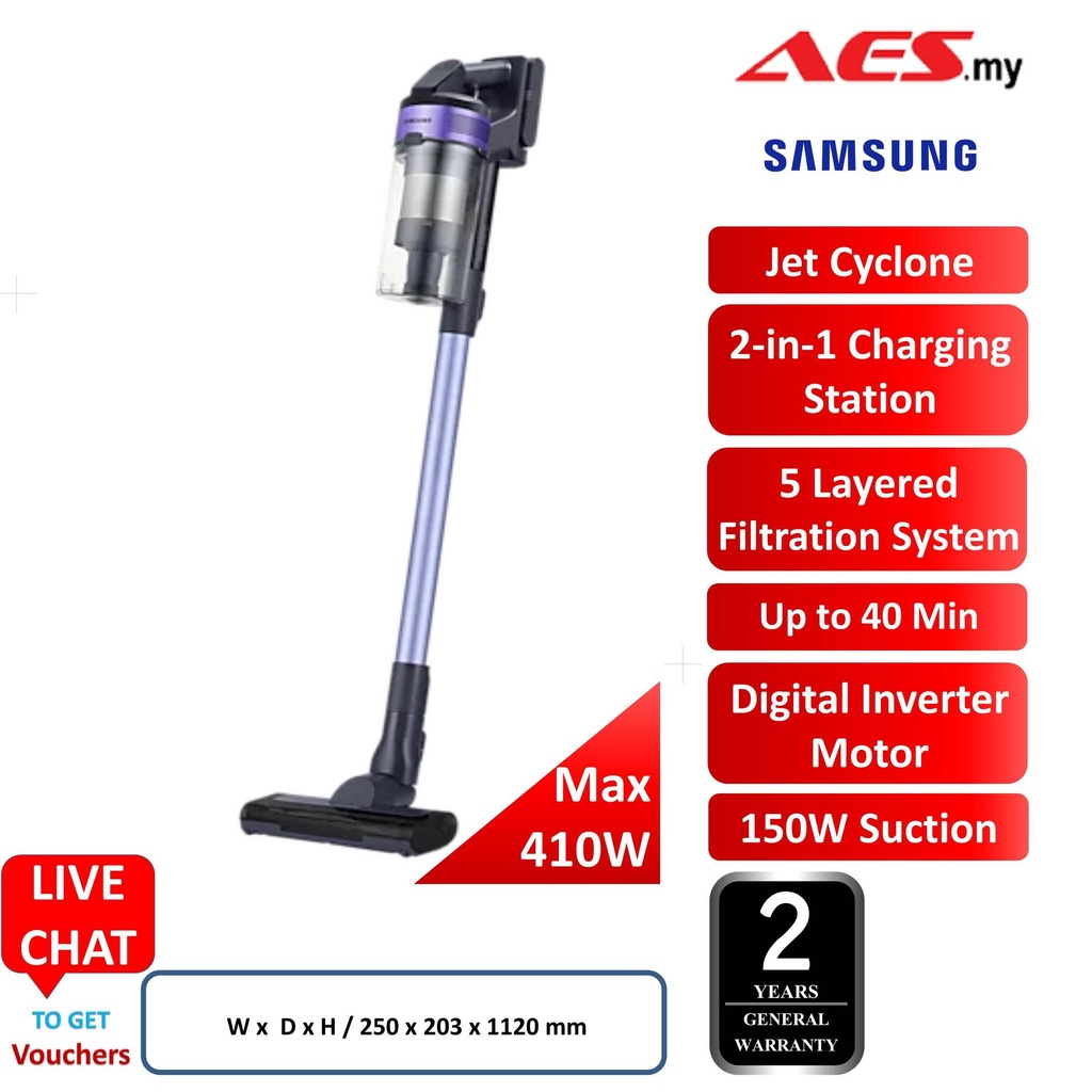 SAMSUNG VS15A6031R4/ME 150W JET 60 TURBO CYCLONE 2-IN-1 CHARGING 5 ...