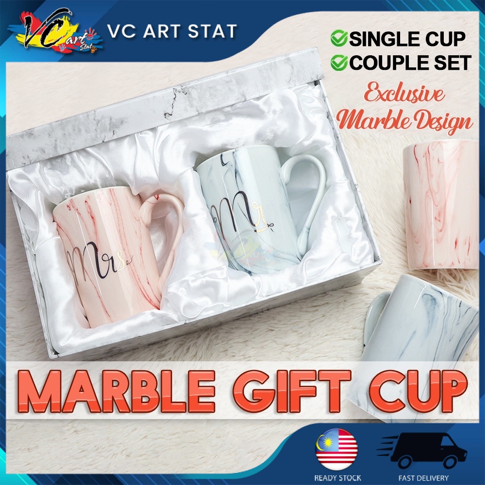 VC Art Couple Cup Set Luxury Exclusive Brand Marble Design Ceramic Mug ...