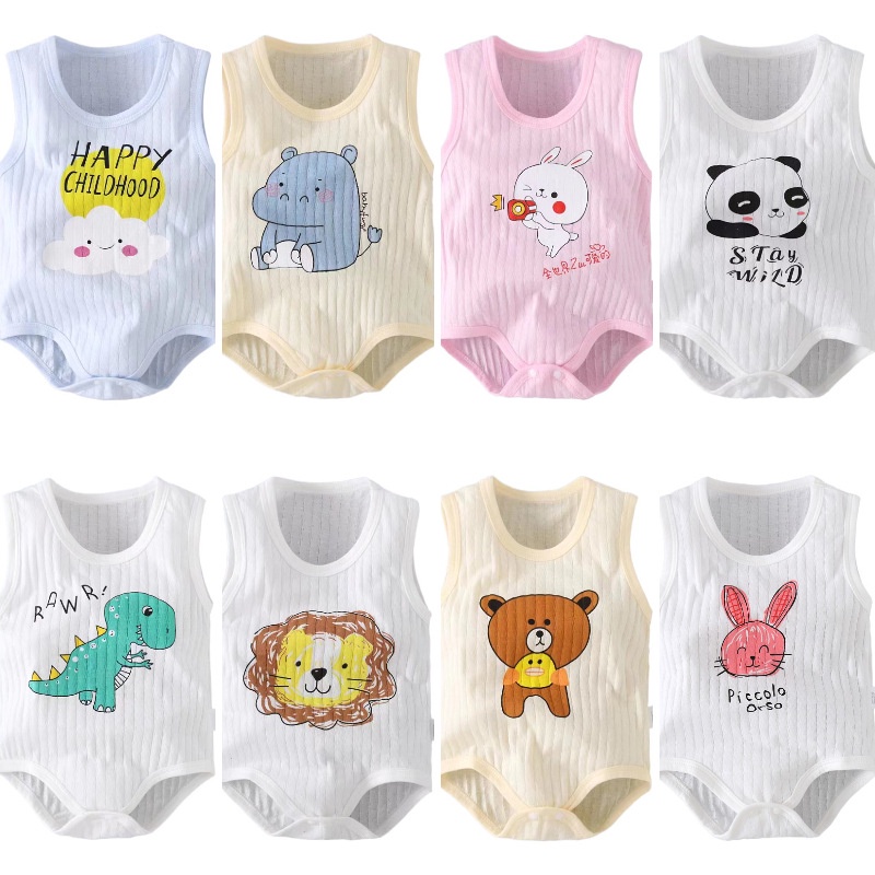 Cartoon Cotton Newborn Baby Romper Sleeveless One-piece Clothes Boys ...