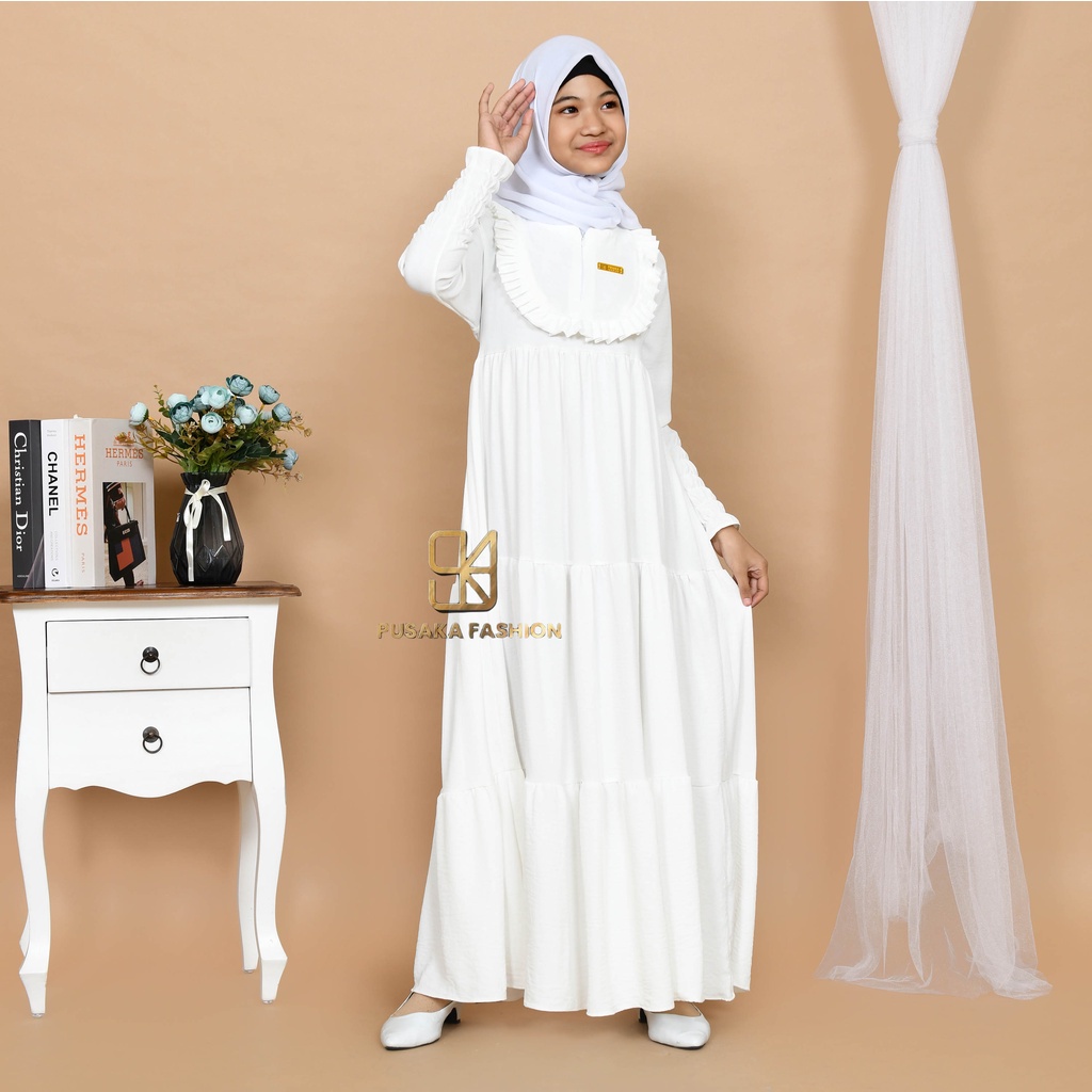PUTIH HITAM Shopee/ VINA KIDS gamis cringkle FOR teenage girls aged 9-17 years muslim fashion ...