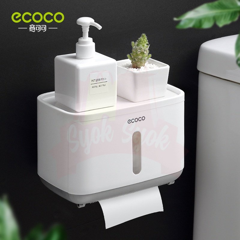 SyokSyok ECOCO Waterproof Bathroom Roll Paper Box Toilet Paper Box Wall-mounted Storage Tissue ...