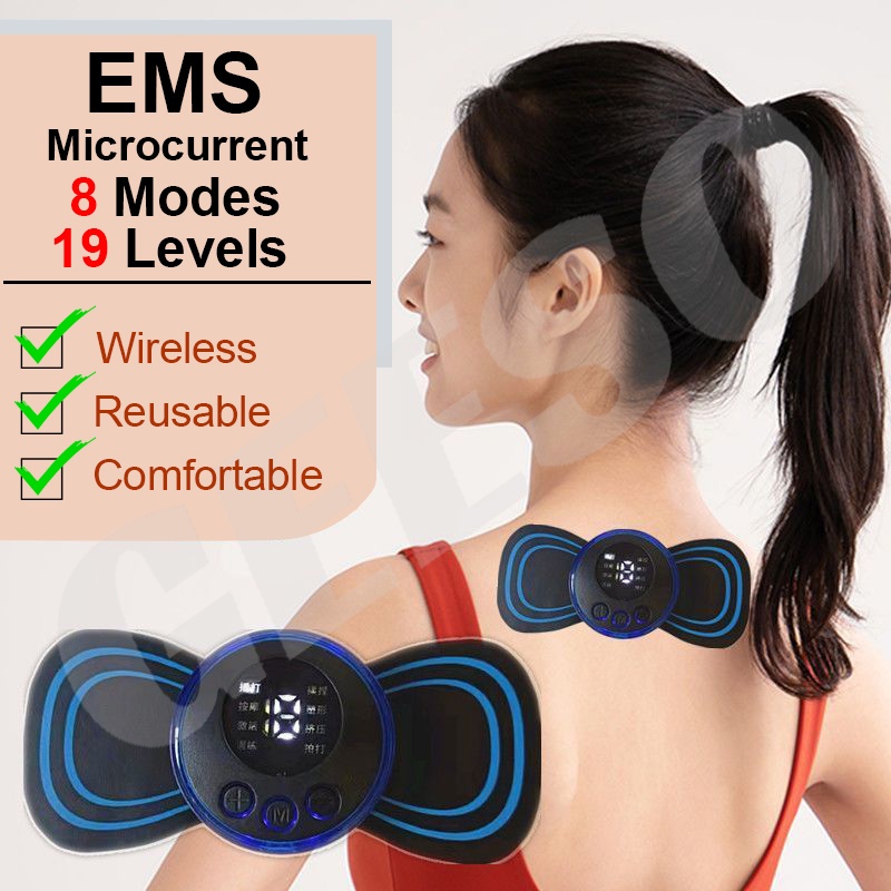 USB Rechargeable Stimulator Neck GEESO EMS Cervical Massage Stickers ...