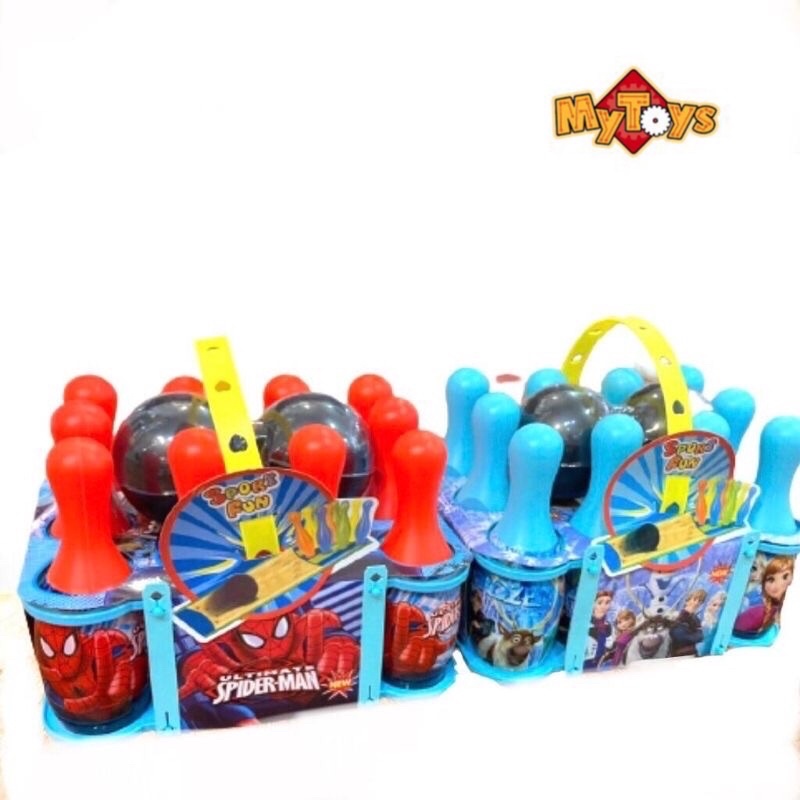 Spiderman Frozen Bowling Kids Toy Set 10-Pin with 2 Balls Indoor ...