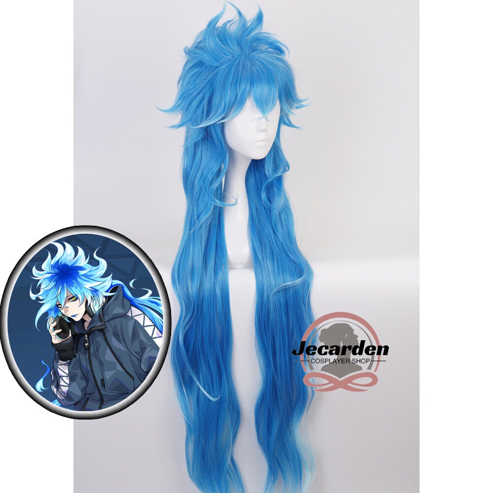 Jecarden Twisted-Wonderland Idia Shroud Cosplay Wig Ignihyde 130cm Blue ...