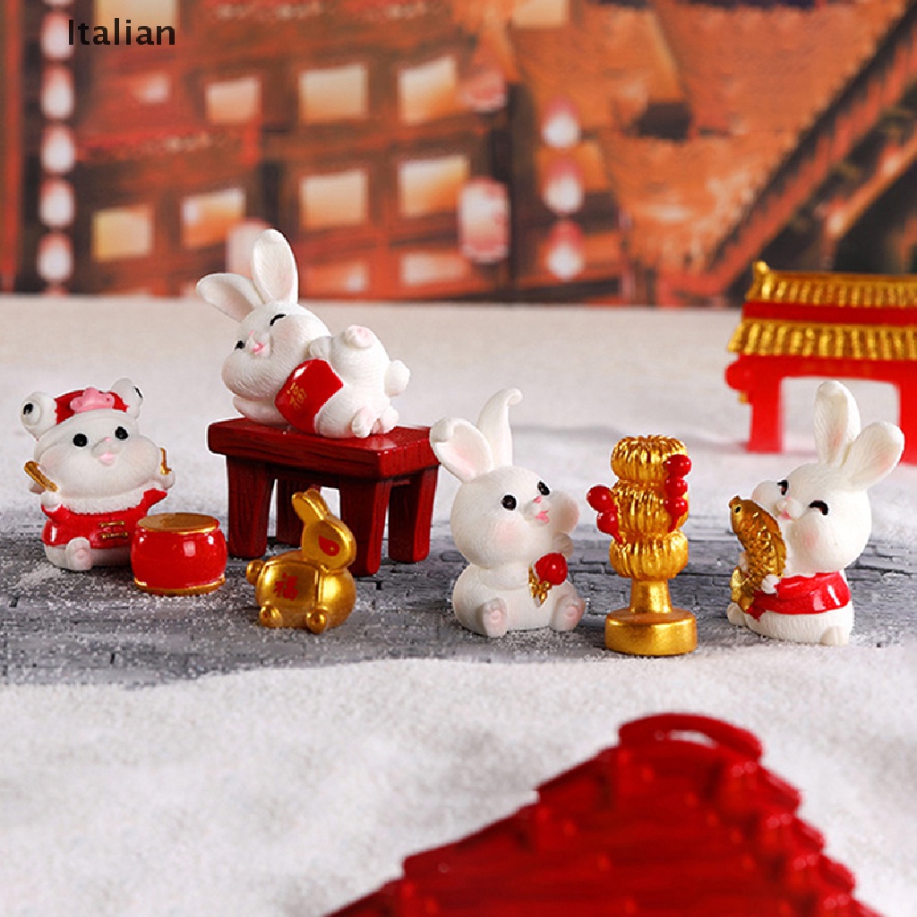 Italian Mini Chinese New Year The Rabbit Zodiac Resin Small Bunny Micro ...