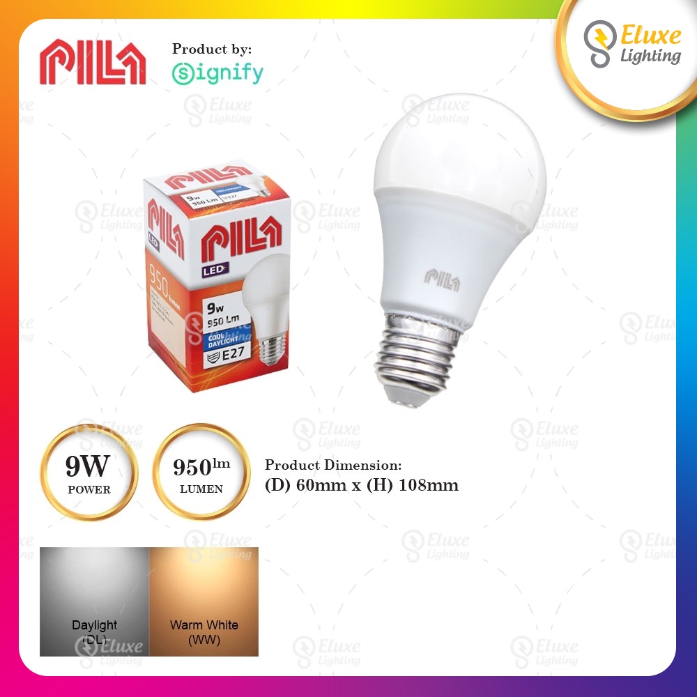 PILA 9W/11W/12W/14.5W E27 CLASSIC A60 LED BULB | Shopee Malaysia