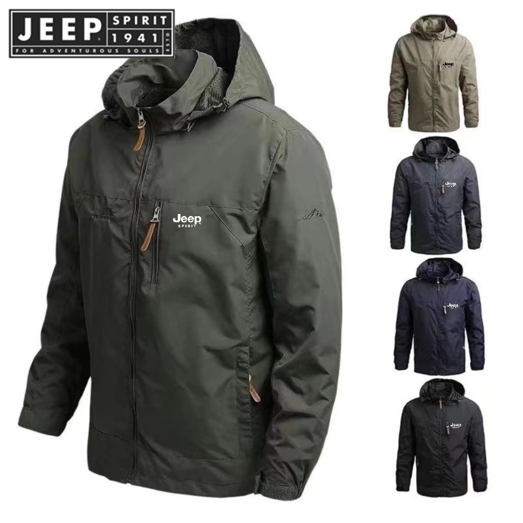 JEEP SPIRIT 1941 ESTD Men's Windbreaker Military Hooded Jackets ...