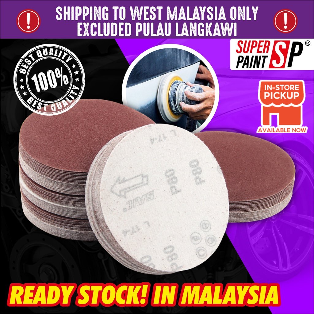[Kertas Pasir Bulat 5/6/7 Inch] Big Size Red Abrasive Sanding Disc ...