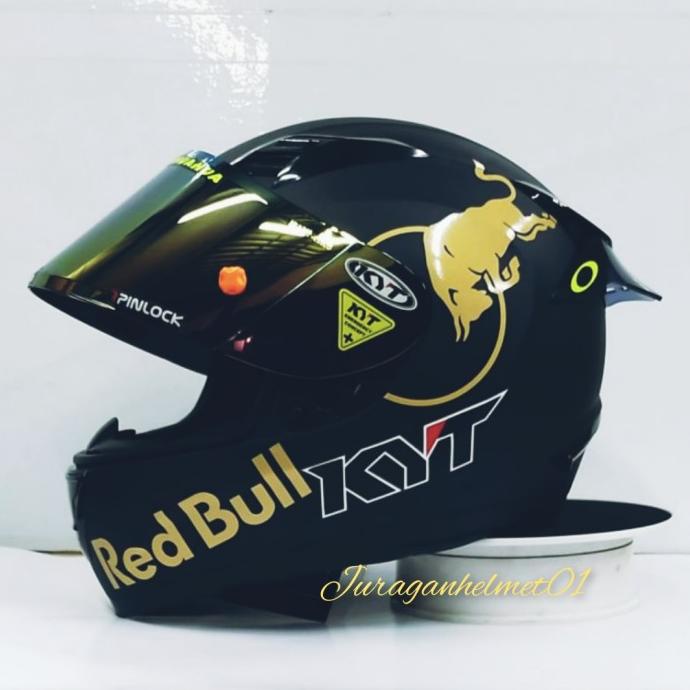 Full face helmet kyt r10 handsome package black doff red bull | Shopee ...