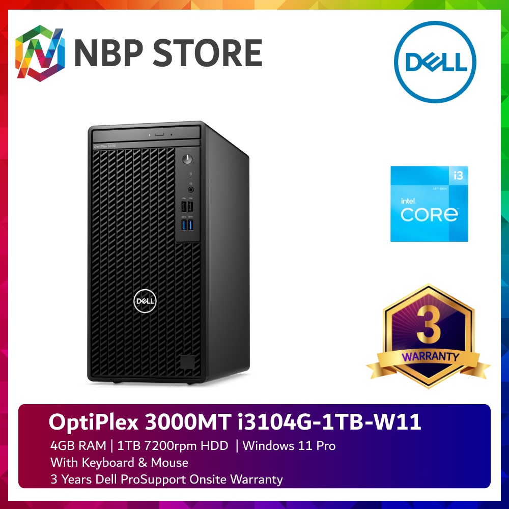 Dell OptiPlex 3000MT i3104G-1TB-W11 Tower Desktop PC | Shopee Malaysia