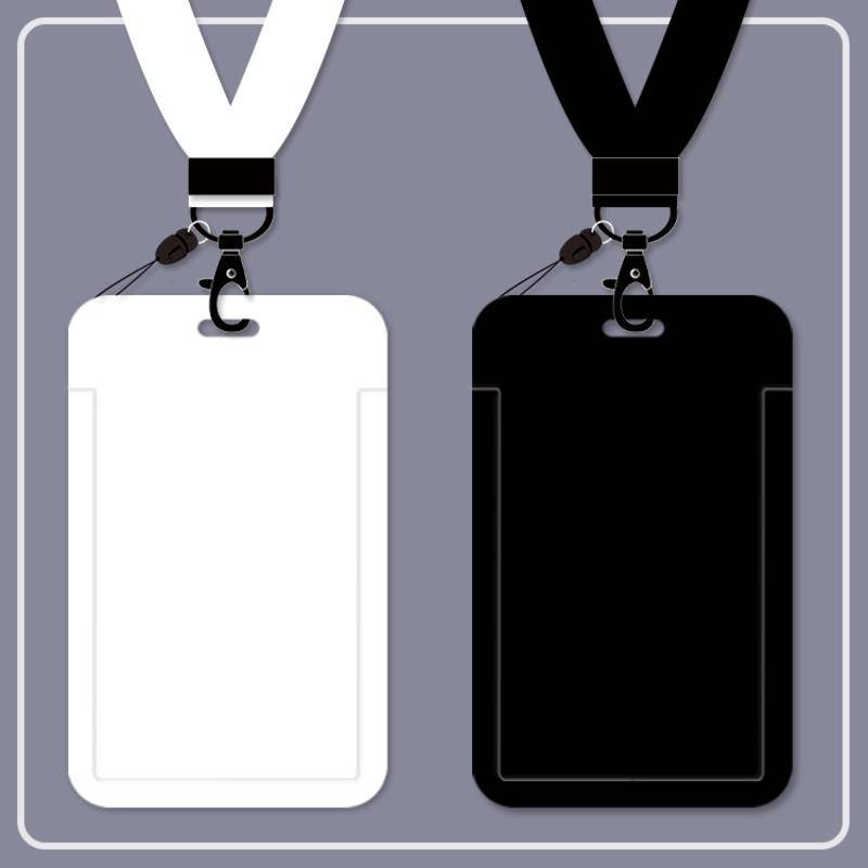 Ins Solid Color Card Holder with Long Lanyard for Student Car Card Meal ...