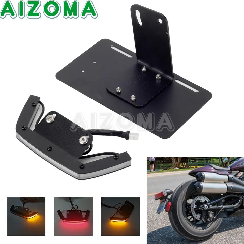 Motorcycle LED License Plate Light Holder Turn Signal Brake Lamp For ...
