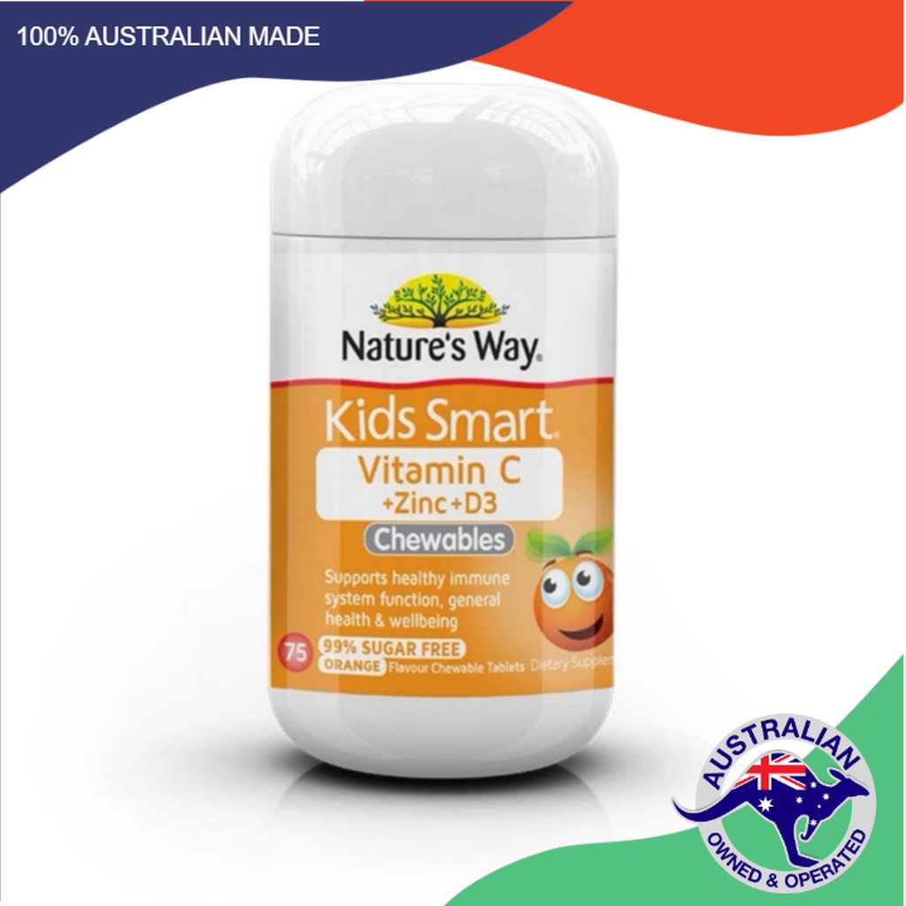 Nature's Way Kids Smart Vitamin C + Zinc + D 75 Chewable Tablets | EXP ...