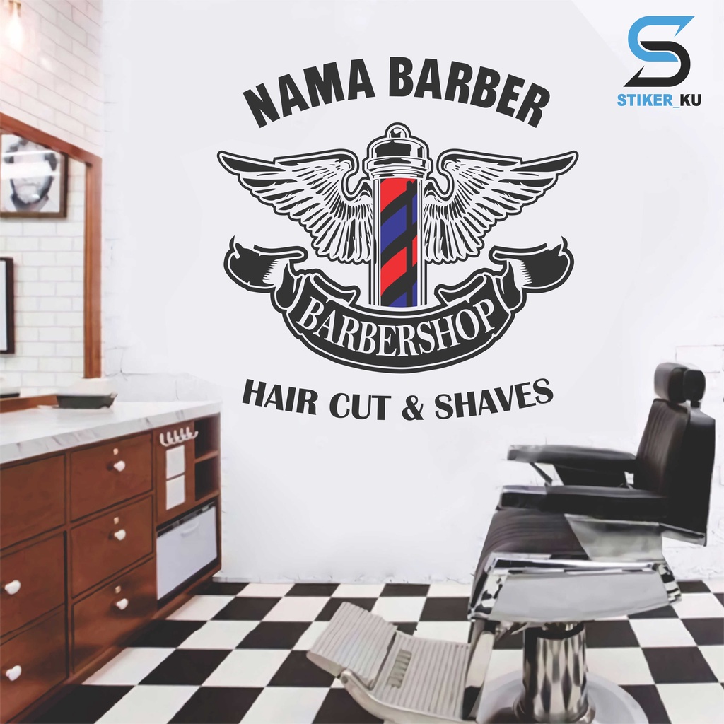 Wall Cutting Sticker Wall Sticker Barber Shop Salon Cut Shaving Sign ...