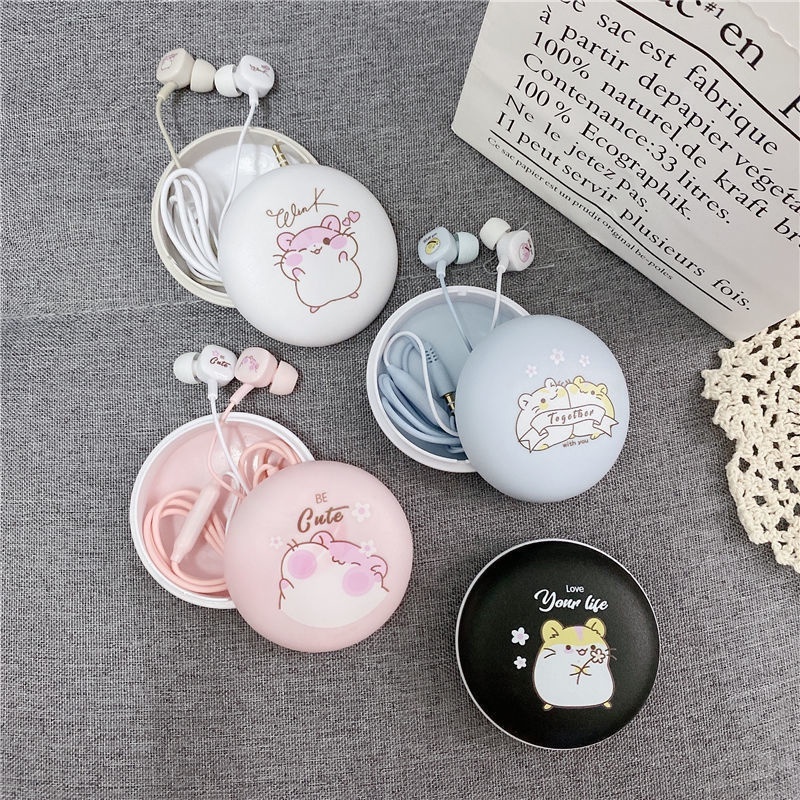 Cure Cartoon Cat Claw 3.5mm Wired Earphone In Ear Earphone With Storage ...