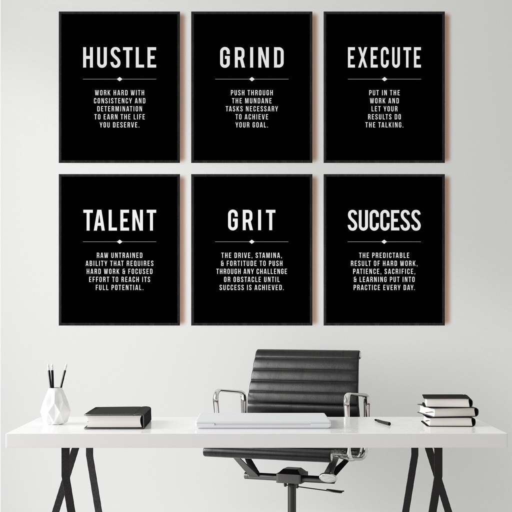 Grind Hustle Success Motivational Posters Prints Modern Wall Art Entrepreneur Motivation Canvas ...