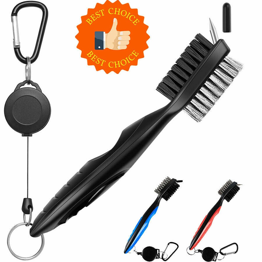 Golf Cleaning Tool Golf Club Brush Retractable Spike with Soft Rubber ...