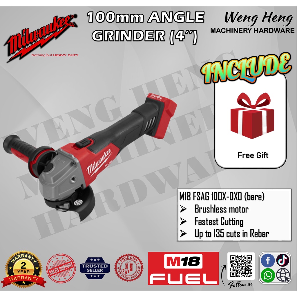 Milwaukee M18 FUEL 100 mm Angle Grinder With Slide Switch - M18 ...