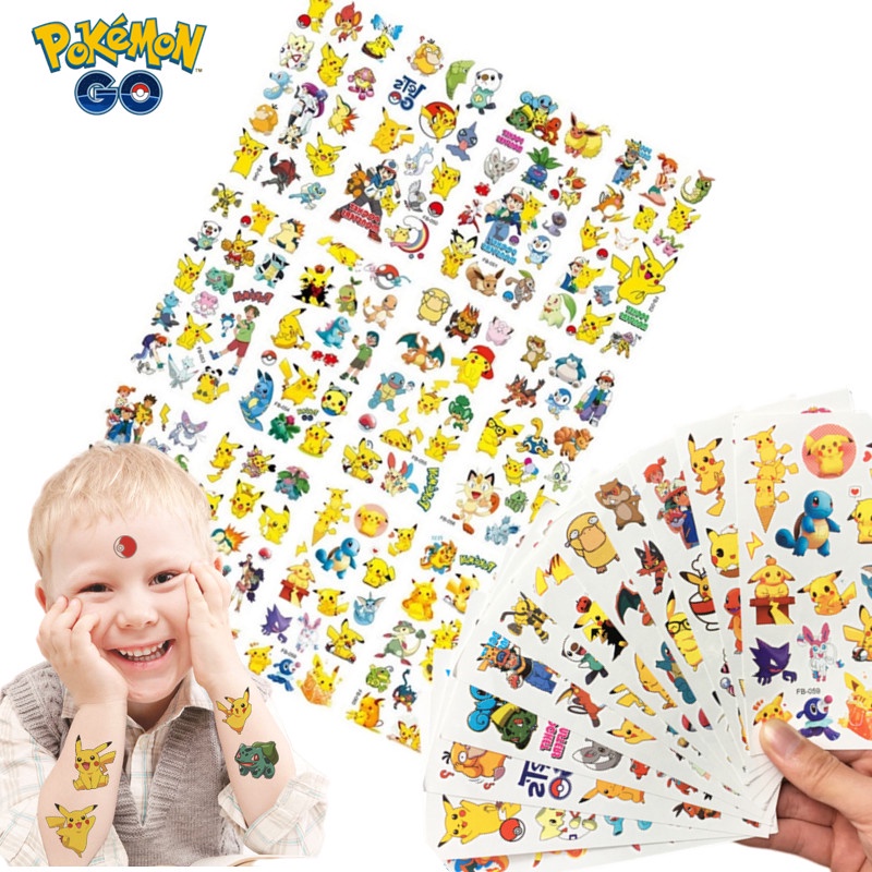 5/10Pcs Pokemon Pikachu Tattoo Stickers Waterproof Kawaii Pikachu ...