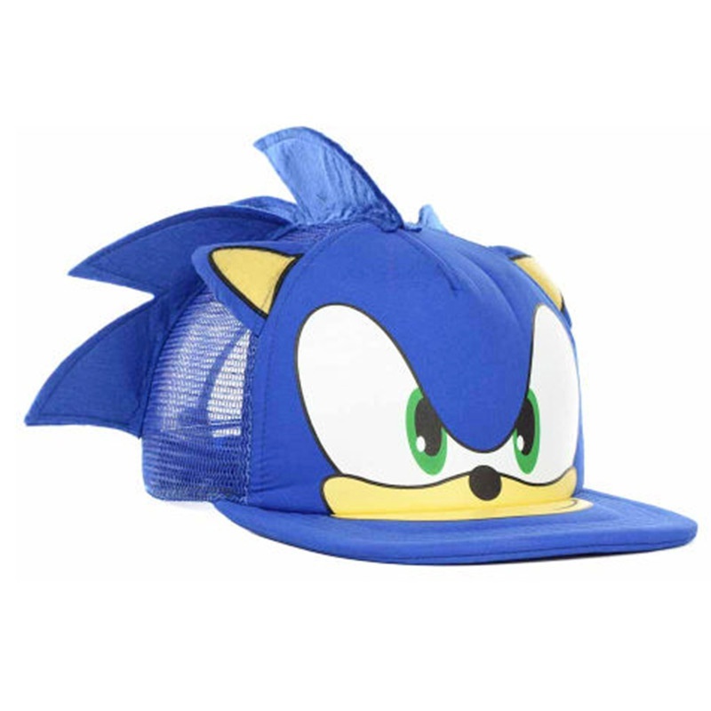 2024 Cartoon Sonic The Hedgehog Hat Blue Sonic Kid and Adult Mesh Cap ...