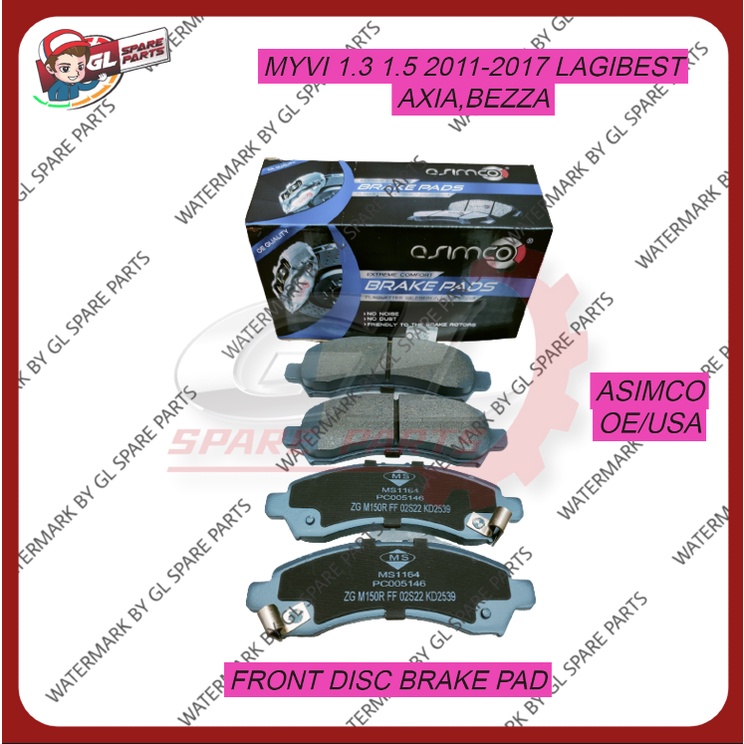 PERODUA MYVI 2011-2017 LAGIBEST ICON AXIA BEZZA FRONT DISC BRAKE PAD OE ...