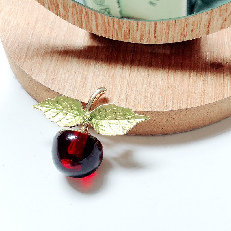 Nice Fruit Brooch Transparent Red Cherry Pins Fashion Enamel Pin for ...