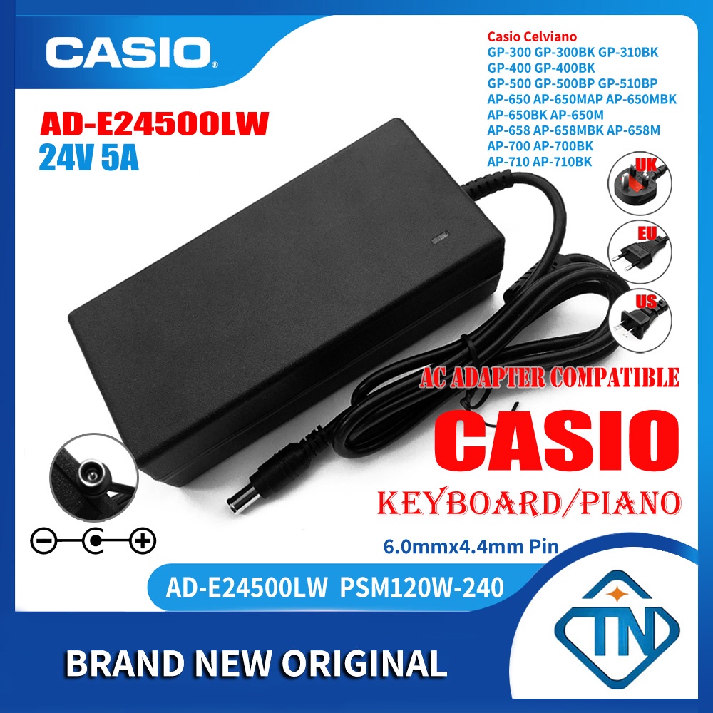 24V 5A AD-E24500LW AC Power Adapter for Casio Celviano AP-650 AP-650M ...