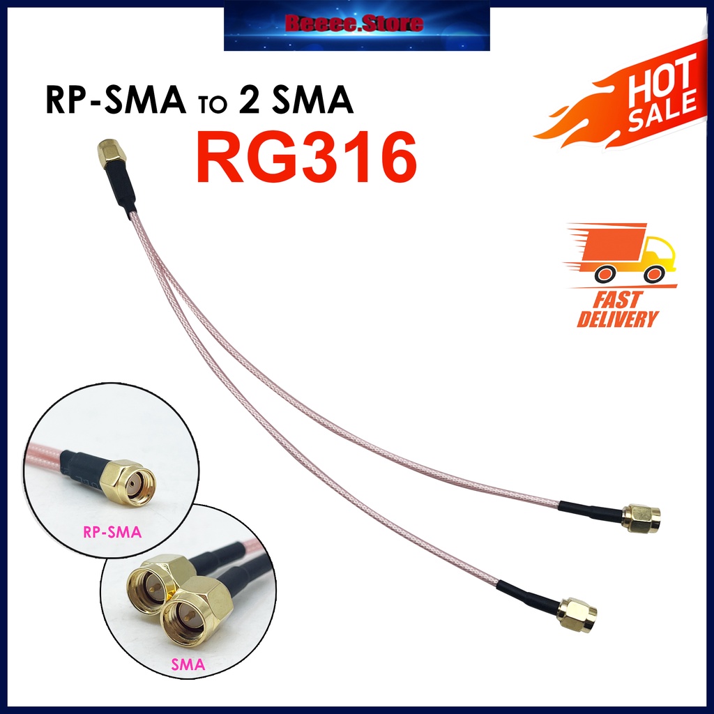 RP-SMA Male to SMA -Male Y Type RG316 Coaxial Cables Converter RF Pigtail Cable Antenna Cord ...