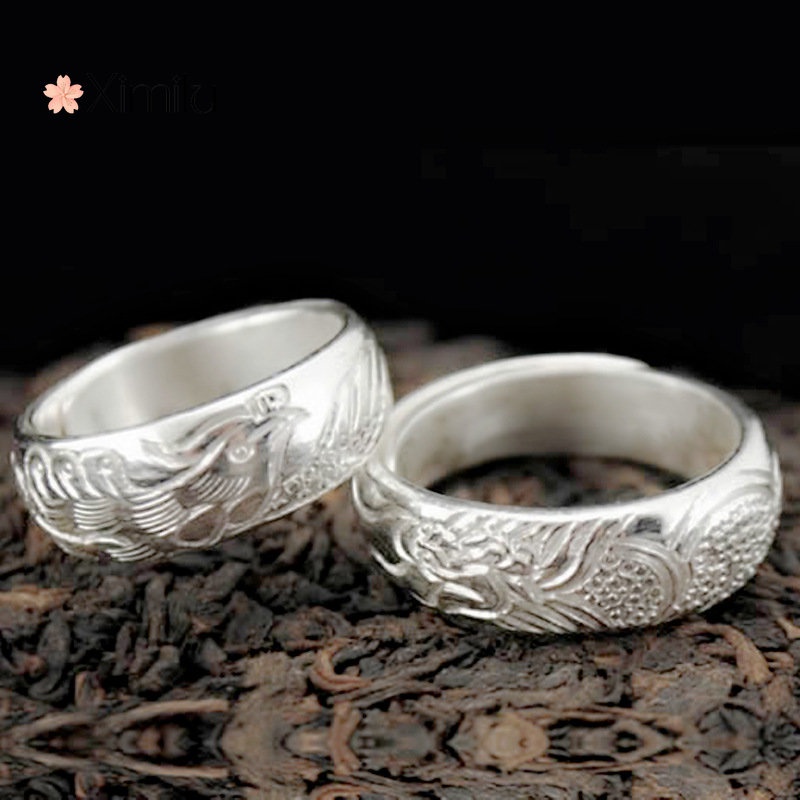 ♥Original Vintage Dragon Phoenix Totem Thai Silver Ring Female ...