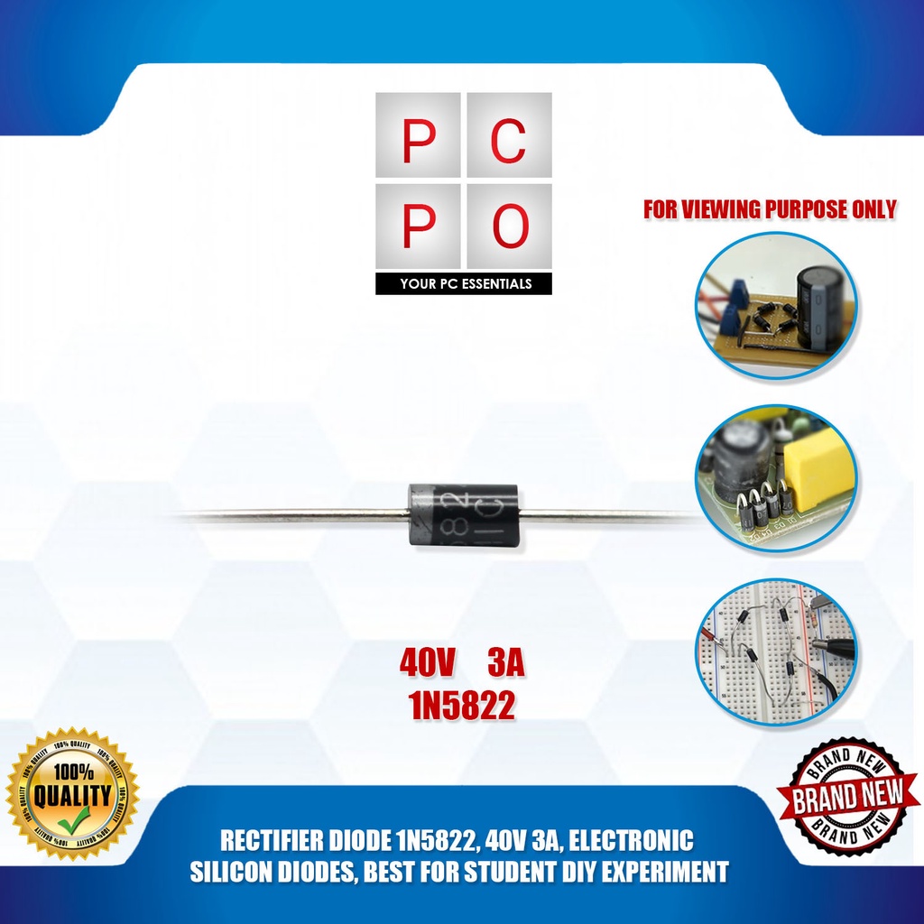 RECTIFIER DIODE 1N5822, 40V 3A, ELECTRONIC SILICON DIODES, BEST FOR ...
