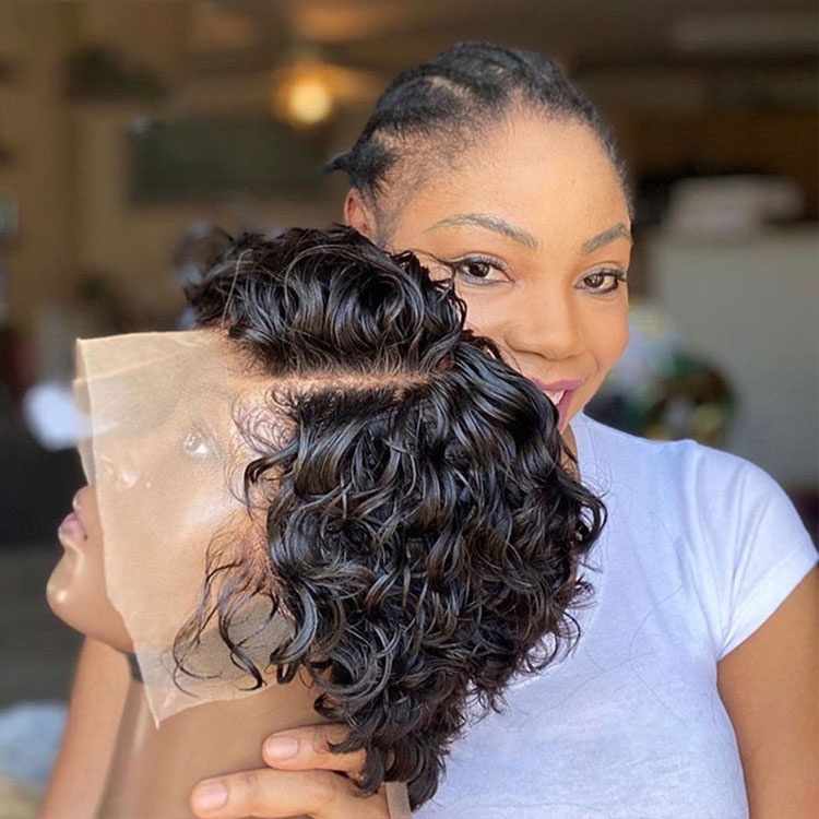 Short Perruque Pixie Cut Human Hair Wholesale Pixie Cut Curly Wig Full ...