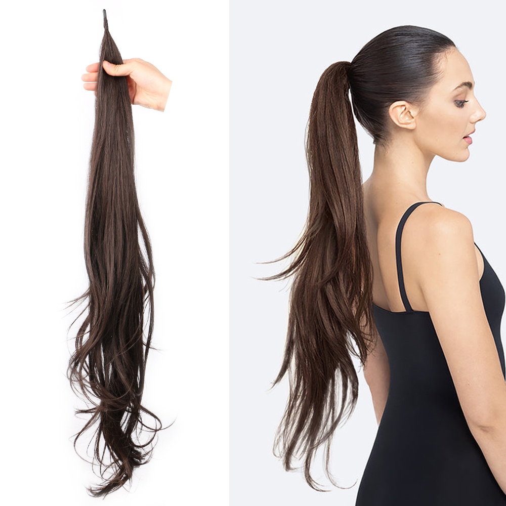 32 inch Synthetic Flexible Long Curly Hair Pony Tail Pinao Color ...