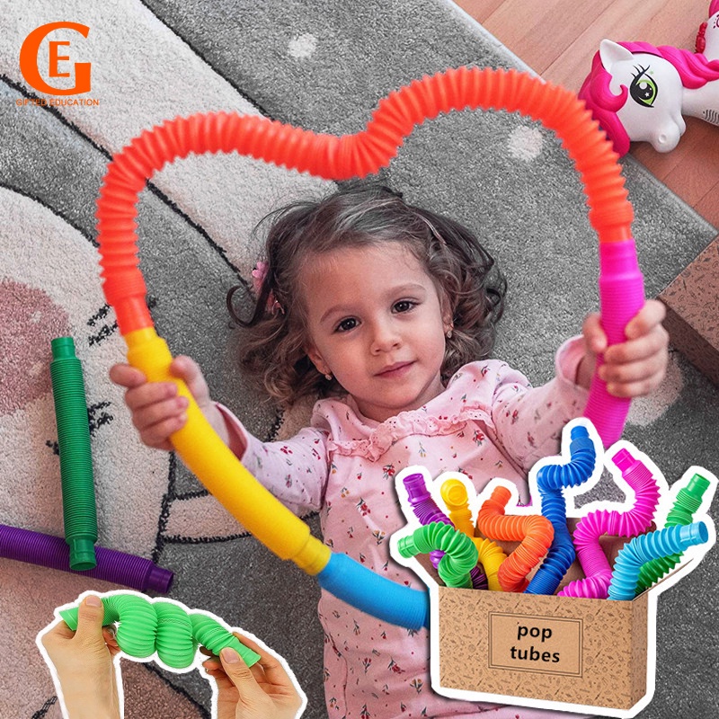 8Pcs Pop Tubes Children Telescopic Tube Sensory Toy Fidget Stress ...