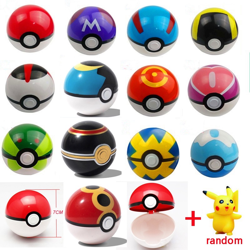 Pokemon Pokeball + 1 Figures Pop-up 7cm Plastic Ball Pikachu Toy Kids ...