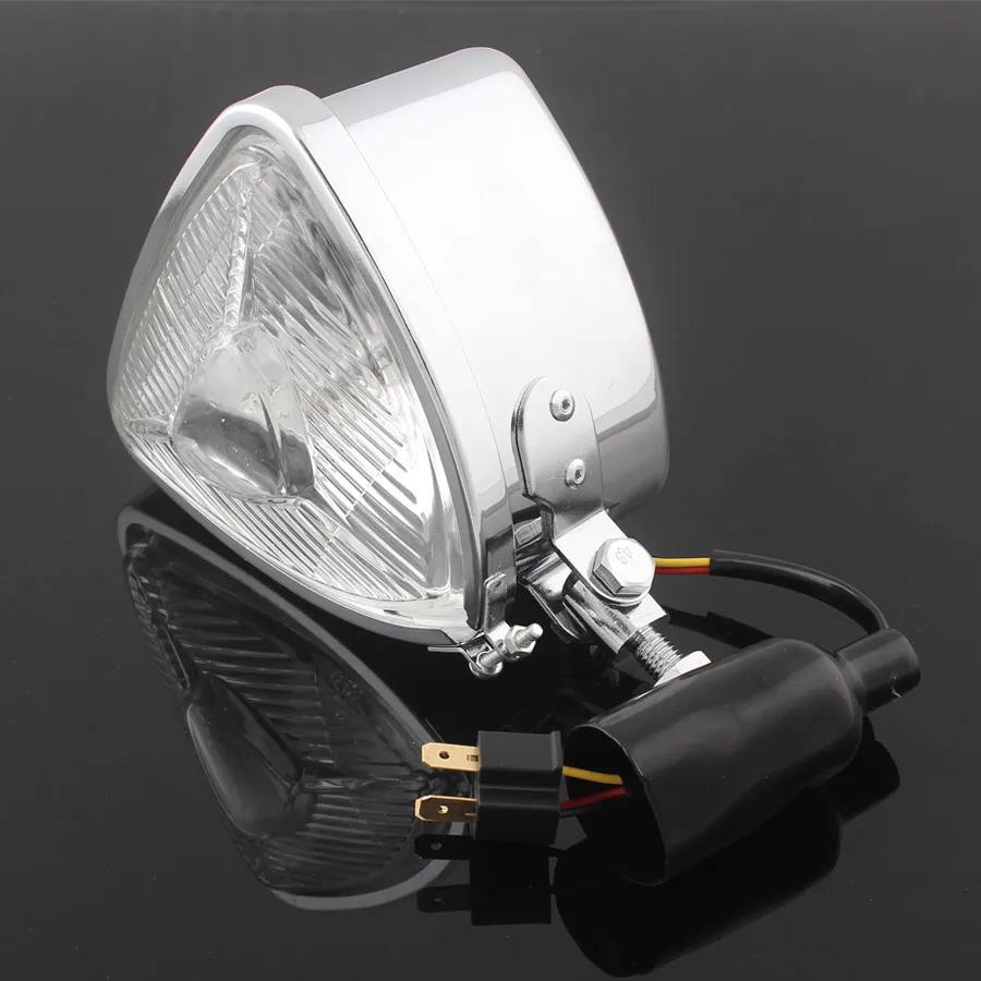 Front Retro Custom Head Lamp Motorcycle Headlight Triangle Head Light ...