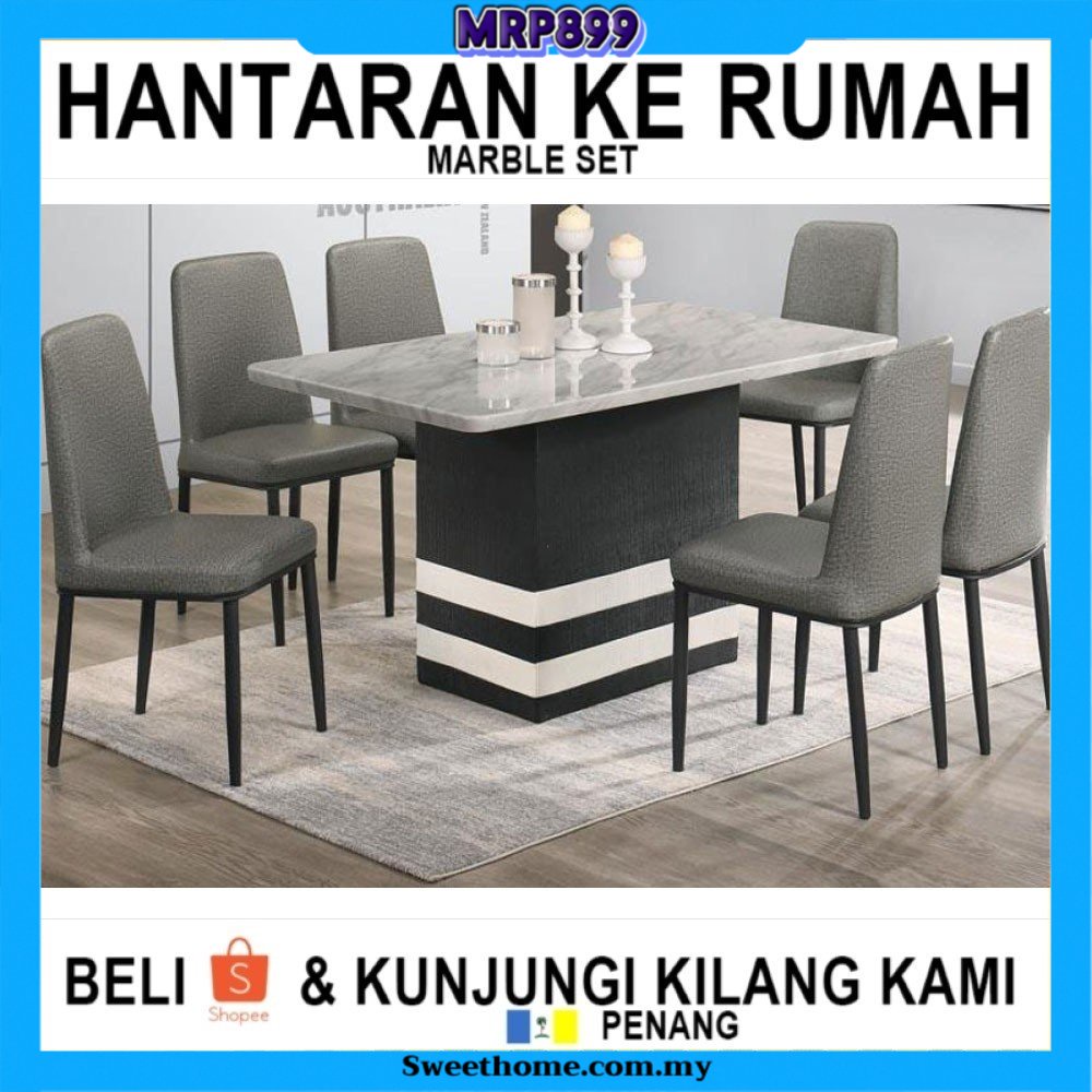 [MRP899] Marble Set 6 Seater 150CM 140CM Dinning Table Natural Marble ...