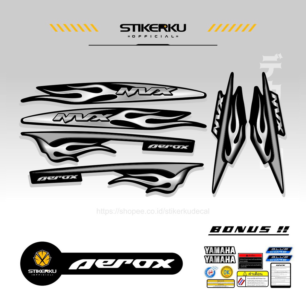 HITAM Aerox STRIPING STICKER MIO BASIC BLACK FLAVOR / MIO STICKER AEROX ...