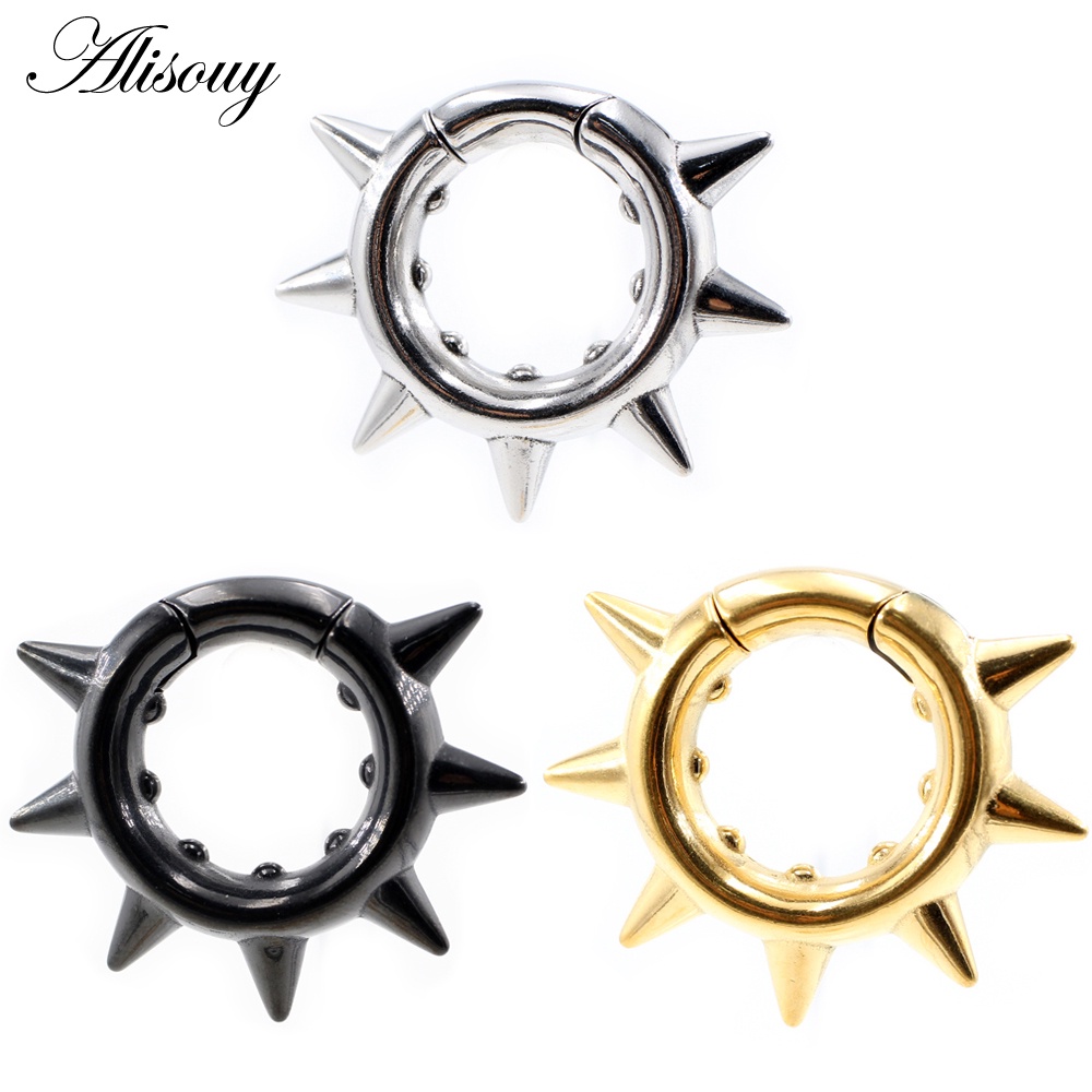 Alisouy 1 Piece New Stainless Steel Cone Spike Circle Ear Weight Heavy ...