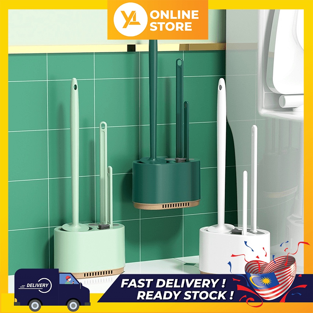 3 IN 1 TOILET BOWL BRUSH WITH HOLDER WALL MOUNTED TOILET BRUSH SILICONE ...