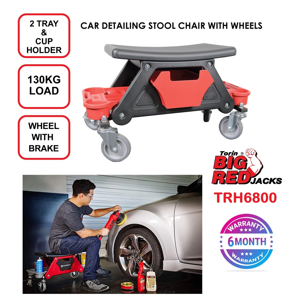 Torin BigRed TRH6800 Car Detailing Mechanics Rolling Stool Seat ...
