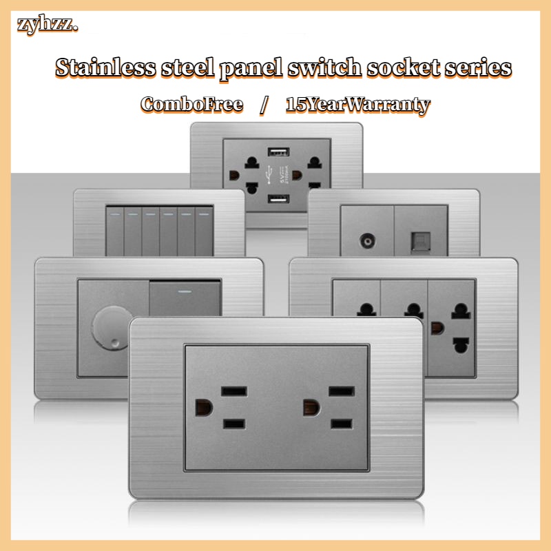 118 stainless steel switch socket panel series universal wall socket 1 ...
