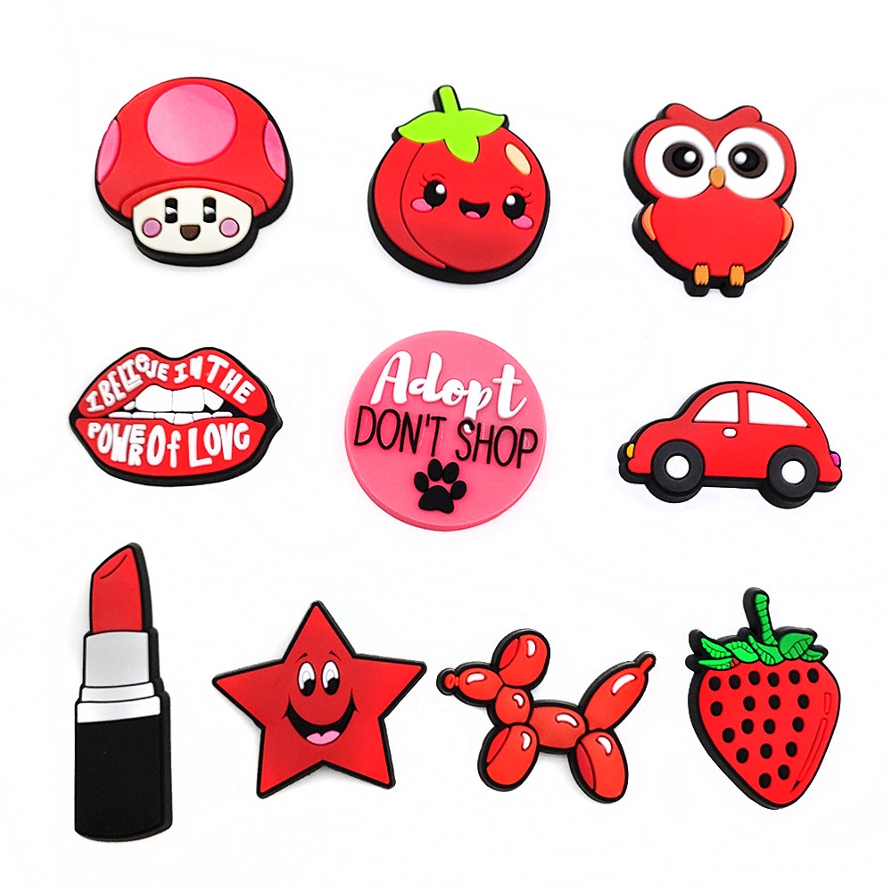 【Ready Stock】Cute Red Cartton VSCO Theme Shoe Charms Jibbitz for Crocs ...