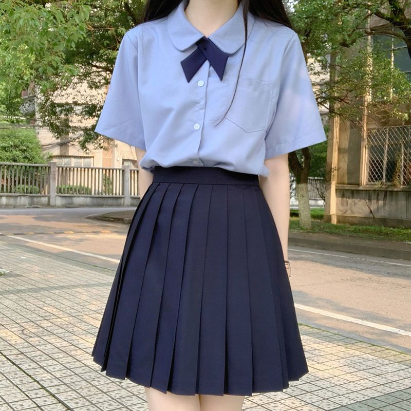 Basic Jk Uniform Solid Color Shirt Suit Japanese Korean Pleated Skirt ...