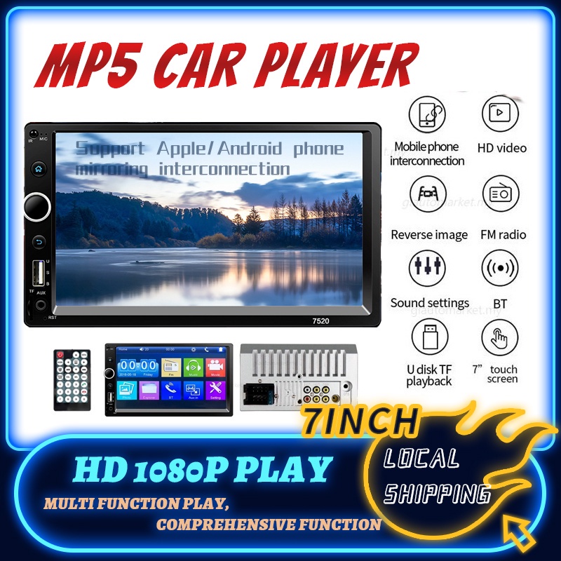 （With Camera）Universal 7 Inch Double Din Car MP5 Bluetooth FM USB ...